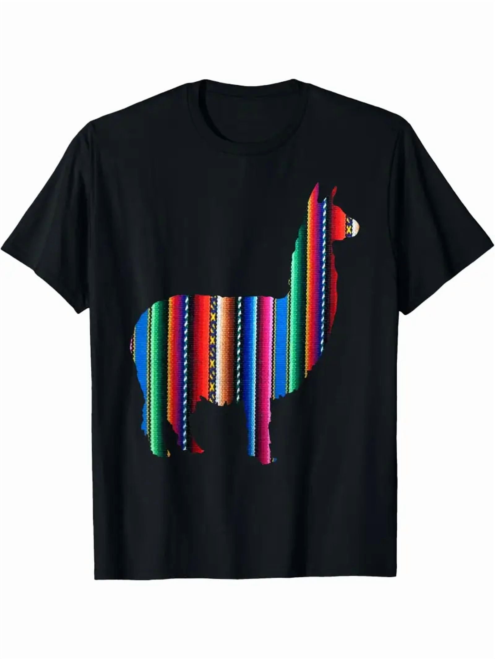 100% cotton tshirts men tee Llama Inca Textiles T-Shirt Native Ethnic ...