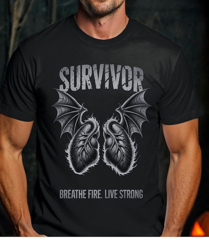 100% cotton tshirts men tee Lung Cancer Survivor Shirt, Dark Dragon ...