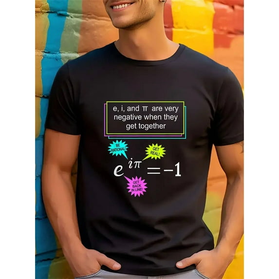 100% cotton tshirts men tee Math Humor Graphic T-Shirt - Euler Number ...