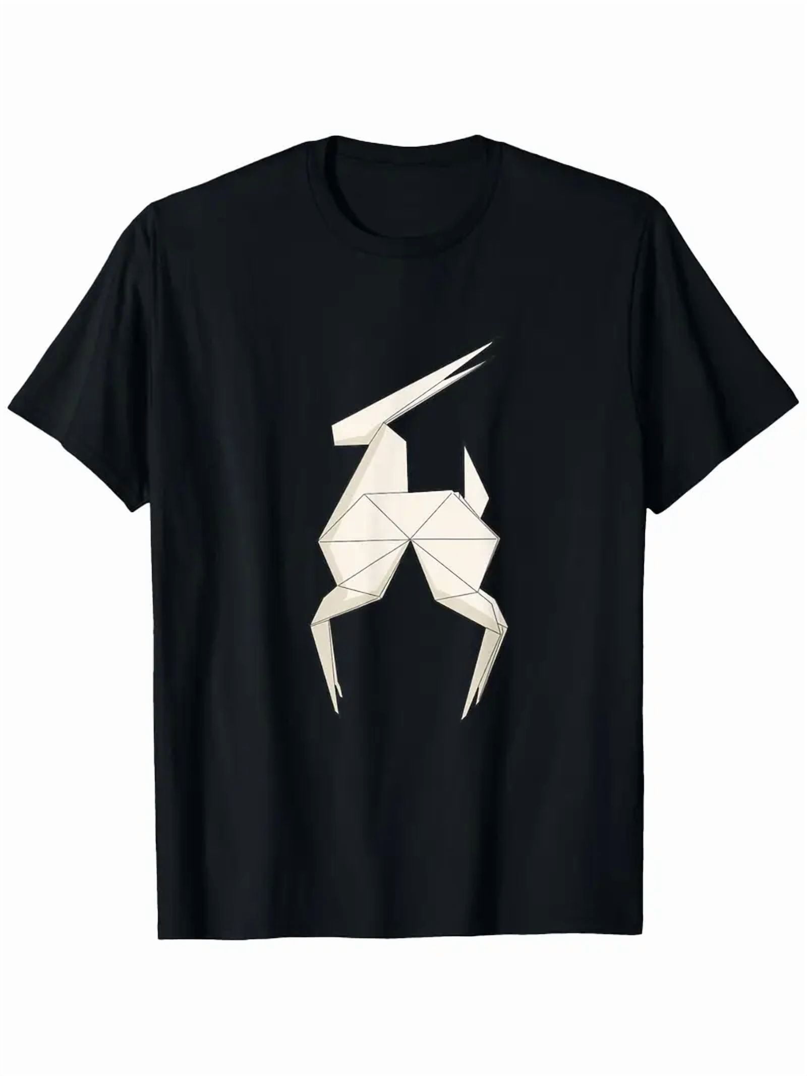 100% cotton tshirts men tee Men'S Black Origami Paper Geometric ...