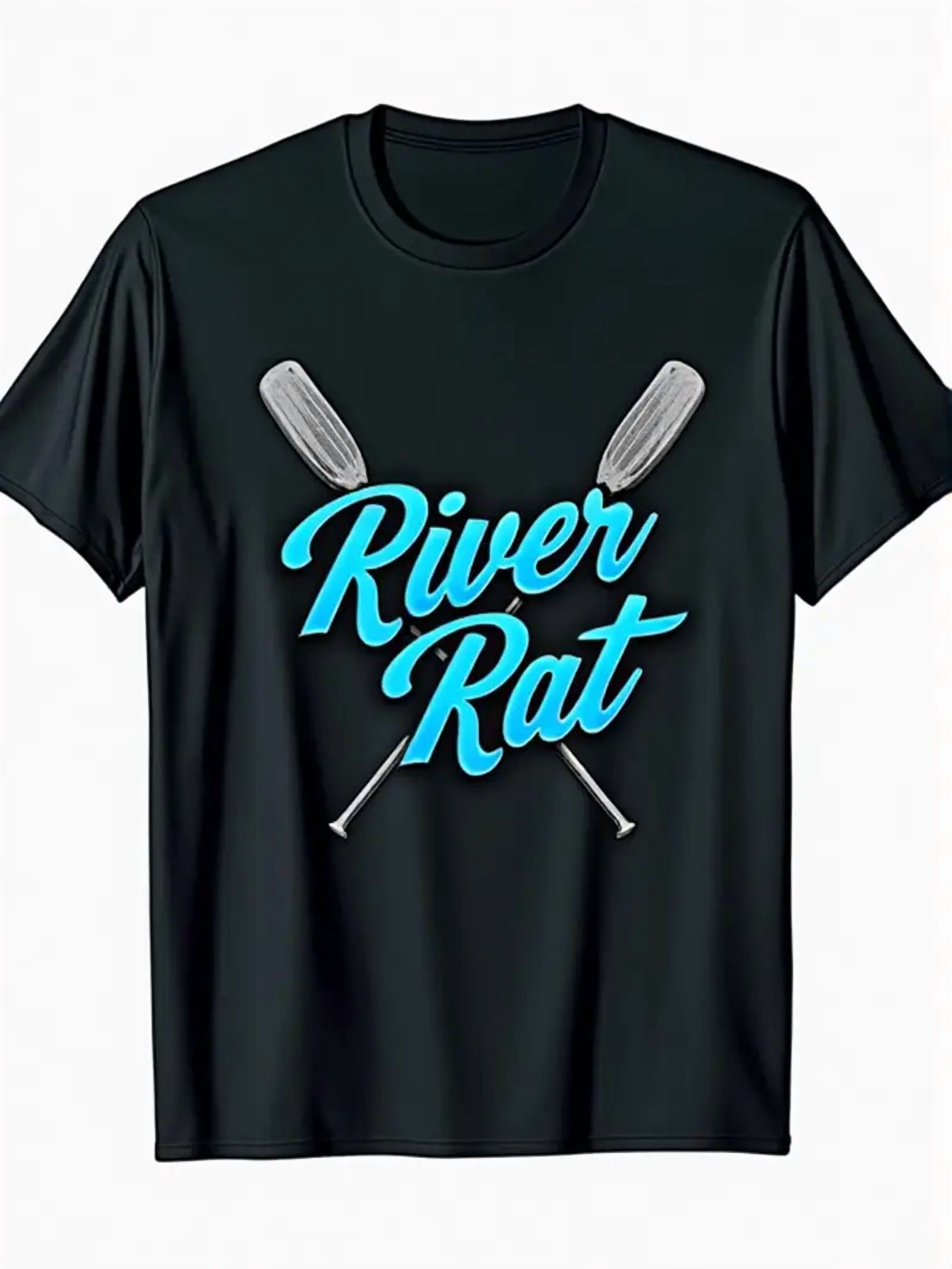 100% cotton tshirts men tee Men'S Casual River Rat Graphic T-Shirt - Black Short Sleeve Tee with ...