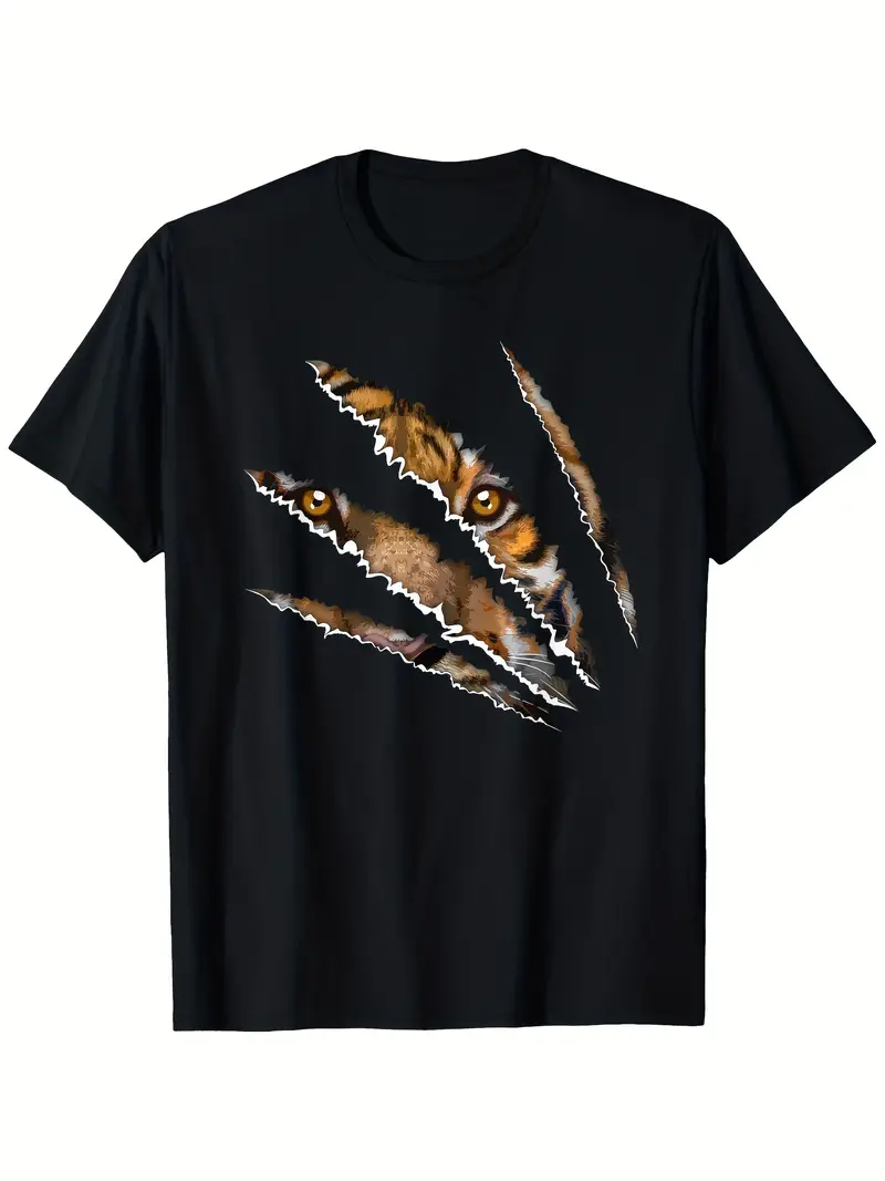 100% cotton tshirts men tee Men'S T-shirt 220g , Cotton -Tiger Eye For Men Women Claw Animal ...