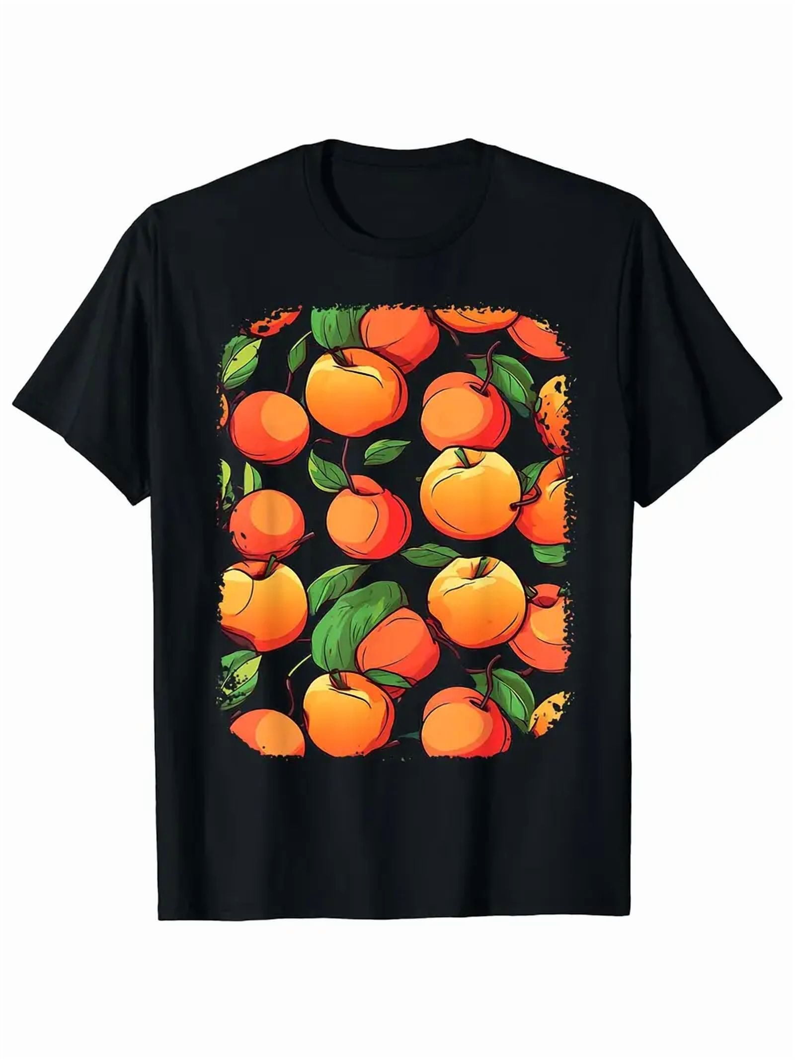 100% cotton tshirts men tee Men'S Vibrant Peach Fruit Design T-Shirt ...