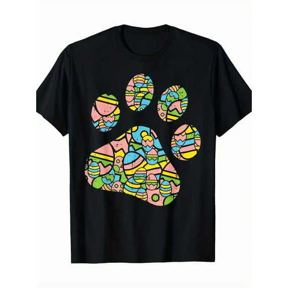 100% cotton tshirts men tee Men'S Vintage Cartoon Paw Print T-Shirt ...