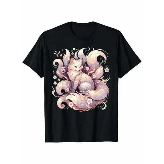 100% cotton tshirts men tee Men's 220g 100% Cotton Short-Sleeve T-Shirt - Nine-Tailed Fox ...