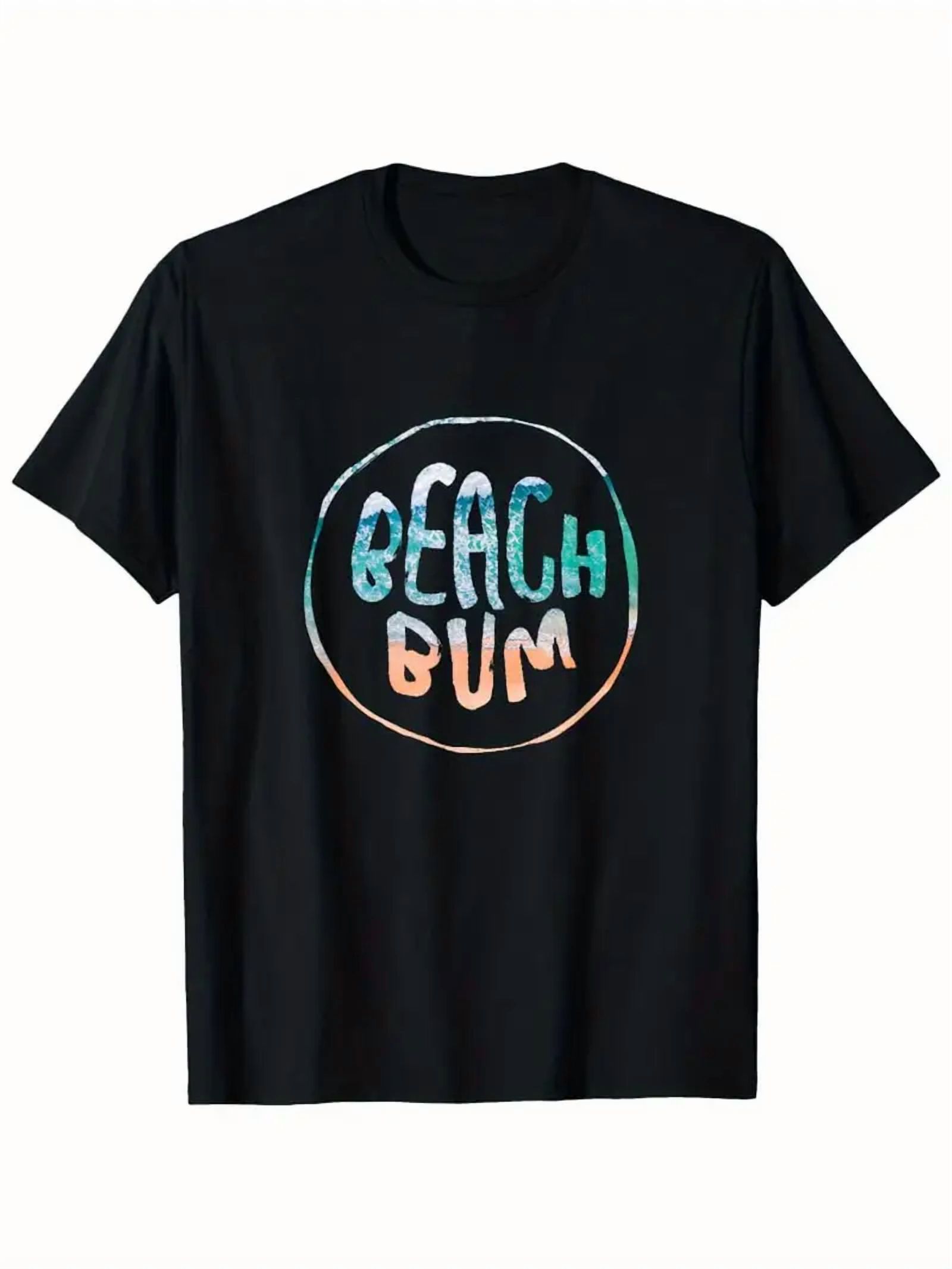 100% cotton tshirts men tee Men's Beach Bum Graphic T-Shirt - Black ...