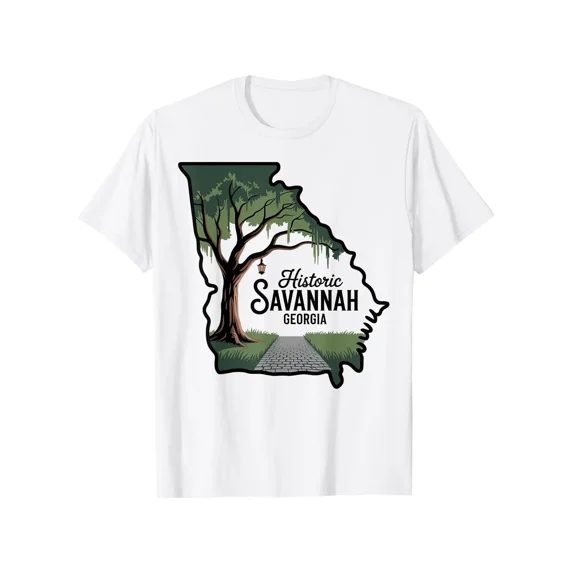 100% cotton tshirts men tee Men's Cotton Historic Savannah Georgia ...
