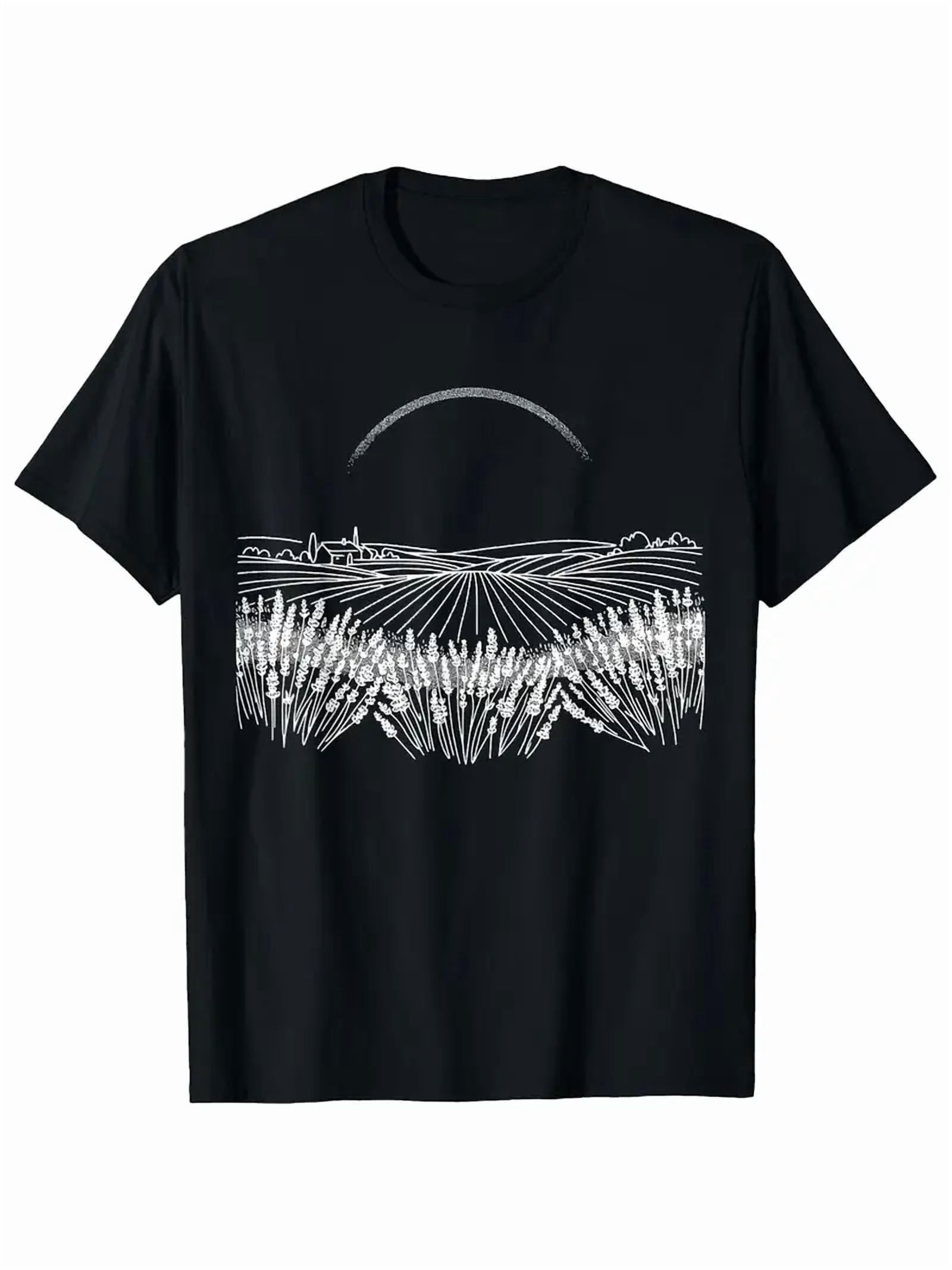 100% cotton tshirts men tee Men's Cotton Provence Lavender One-Line Art ...