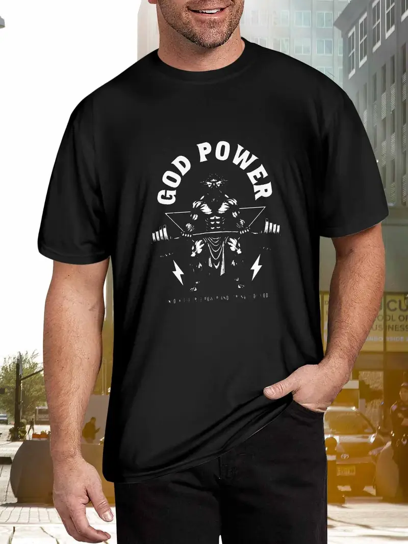 100% cotton tshirts men tee Men's "GOD POWER" Retro Graphic T-Shirt - 100% Cotton - Walmart.com