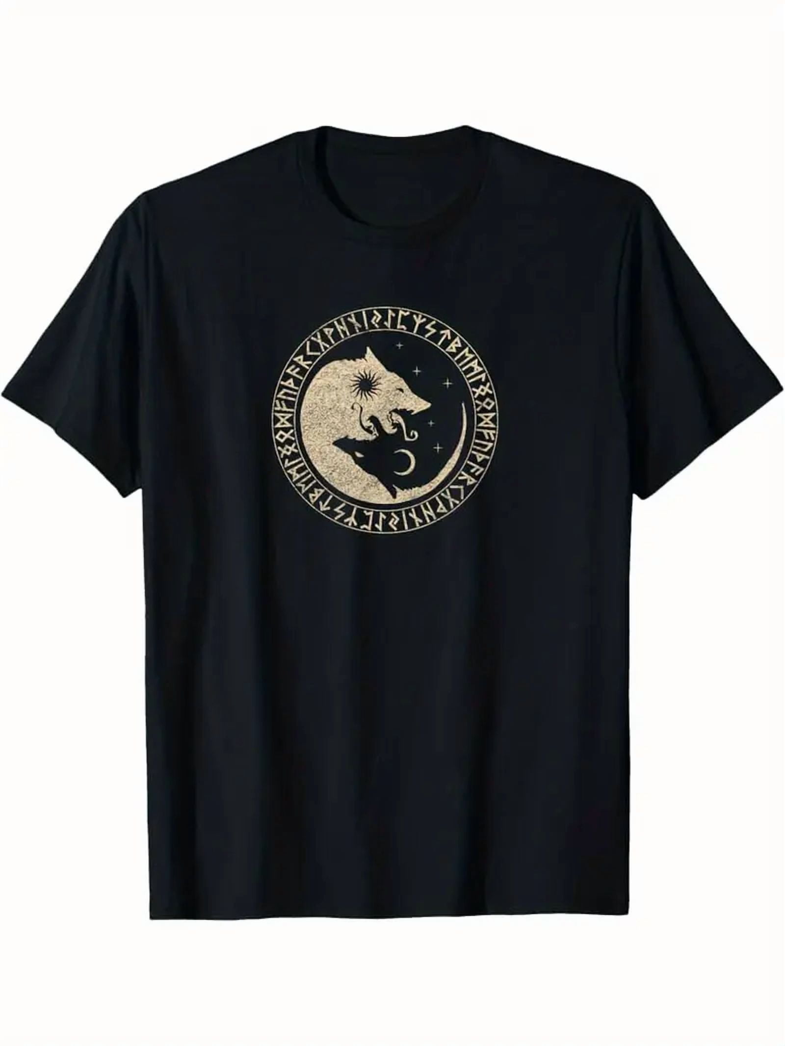 100% cotton tshirts men tee Men's Geri & Freki Odin Wolves Viking Norse ...