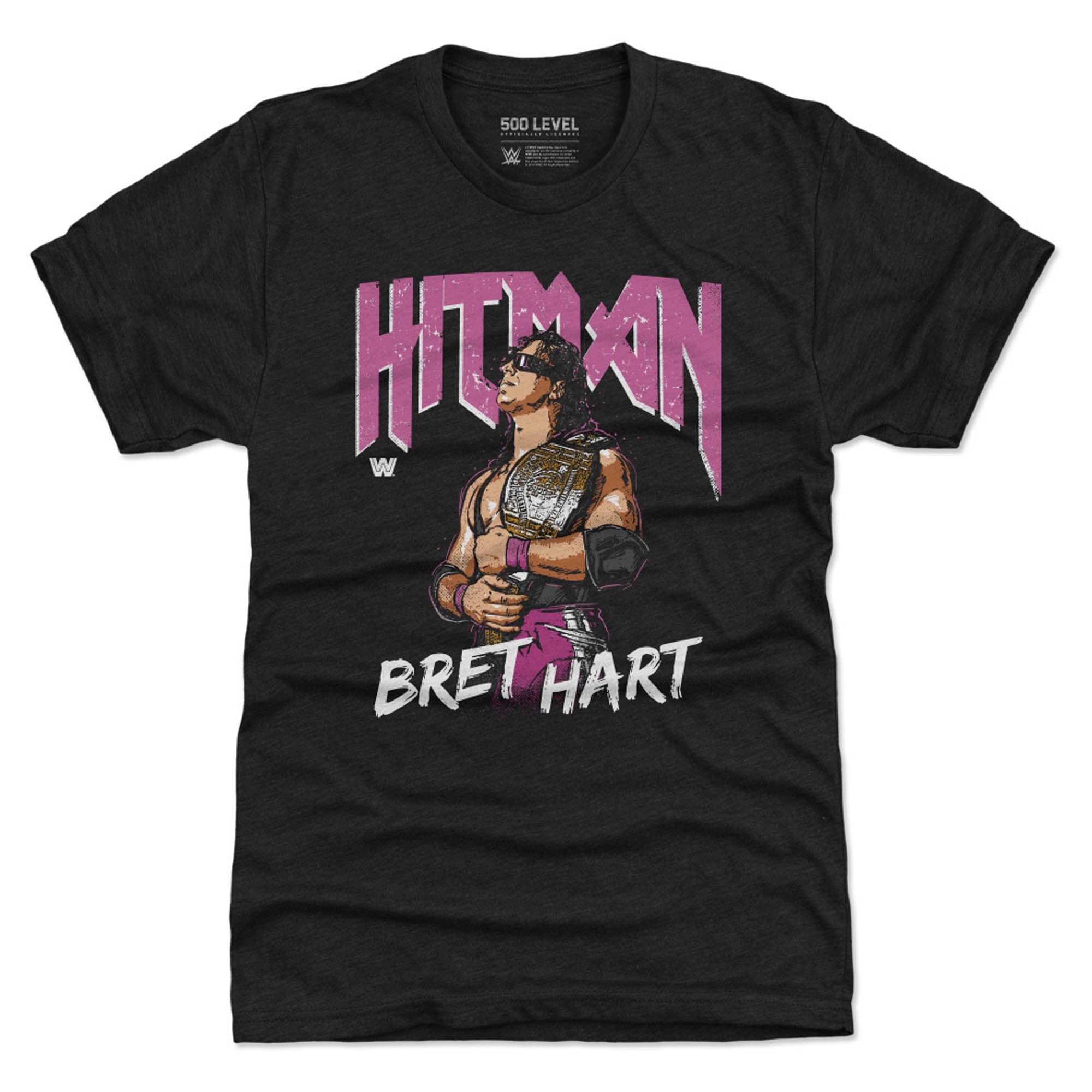 100% cotton tshirts men tee Men's Heather Black Bret Hart Hitman Premium Tri-Blend T-Shirt ...