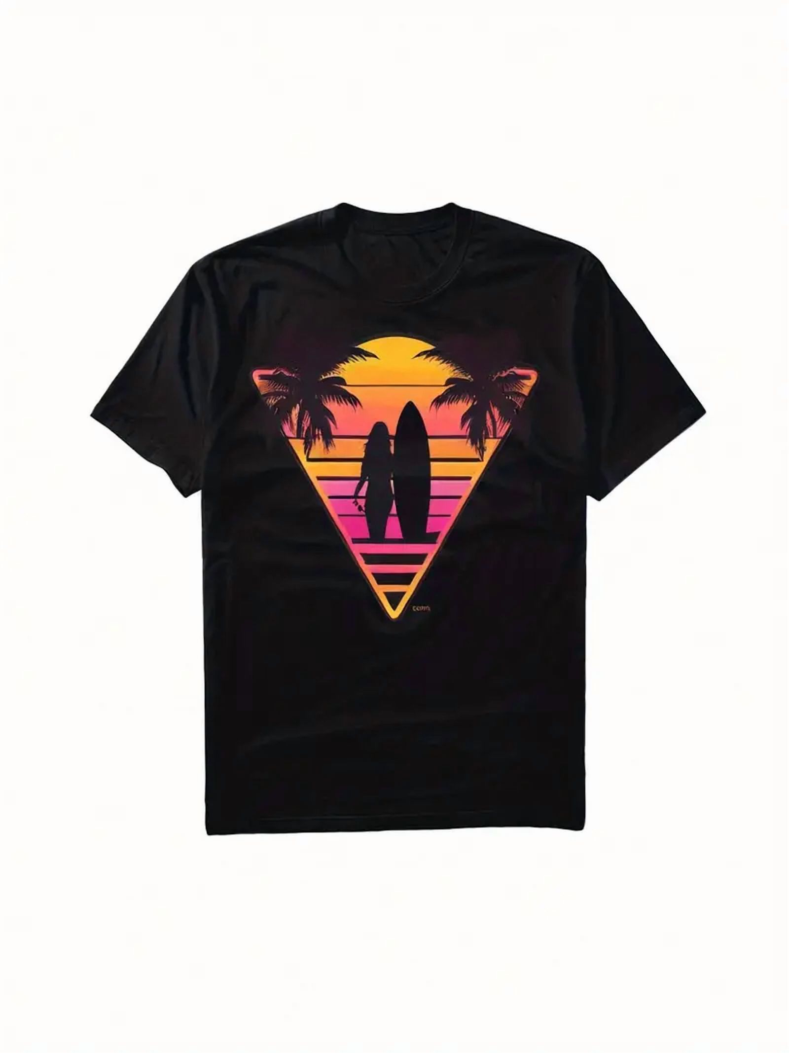 100% cotton tshirts men tee Men's Retro Vaporwave Surf T-Shirt - Black ...