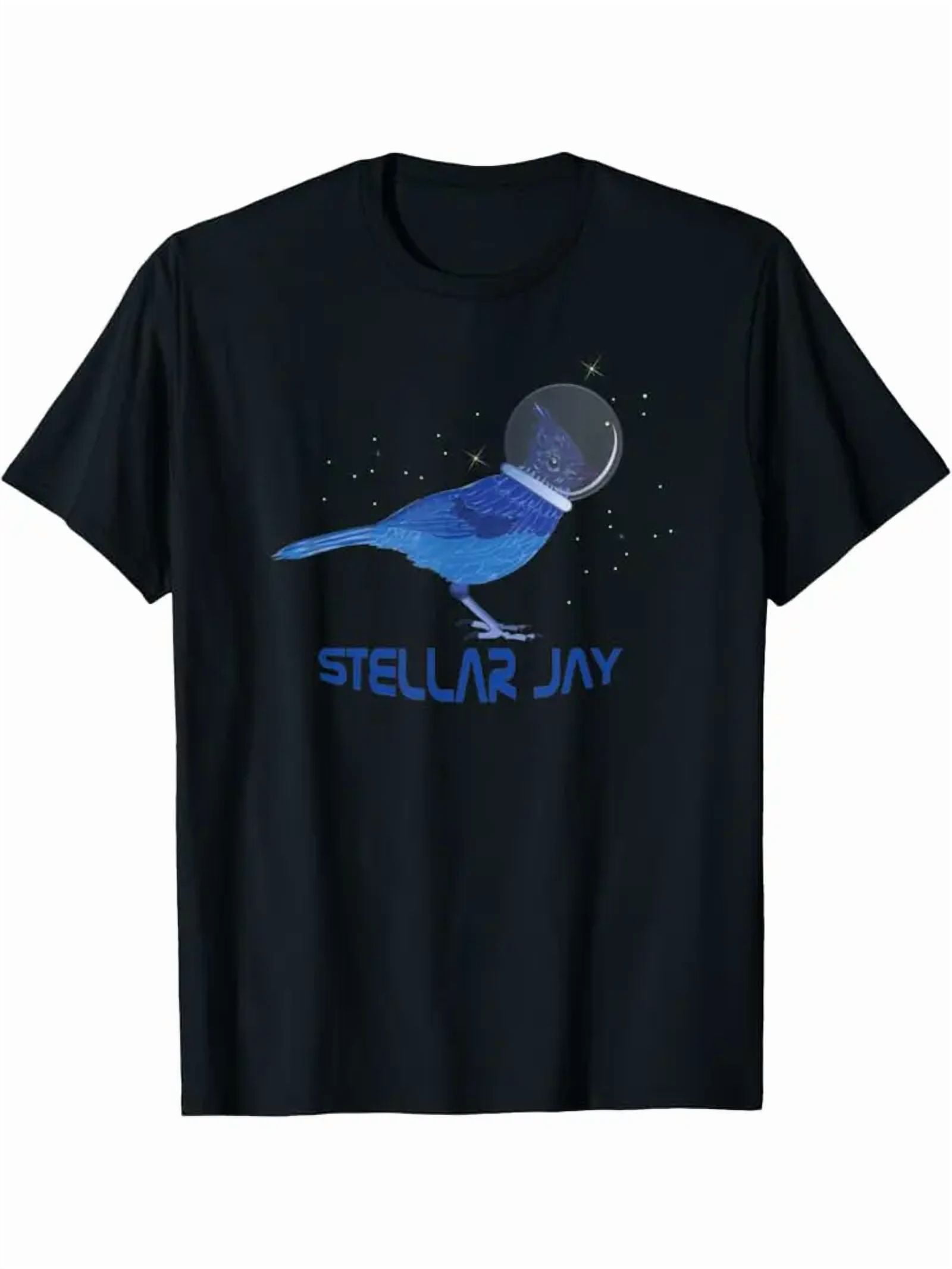 100% cotton tshirts men tee Men's Stellar Jay Astronaut Bird Space Graphic T-Shirt - 100% Cotton ...