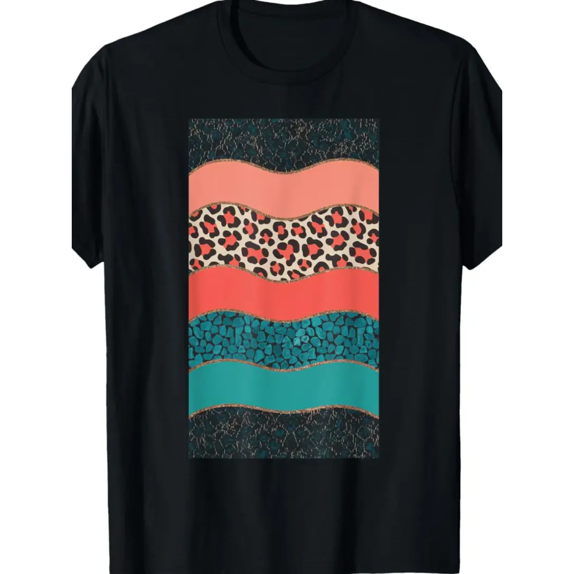 100% cotton tshirts men tee Men's Western Serape Boho T-Shirt - Cheetah ...