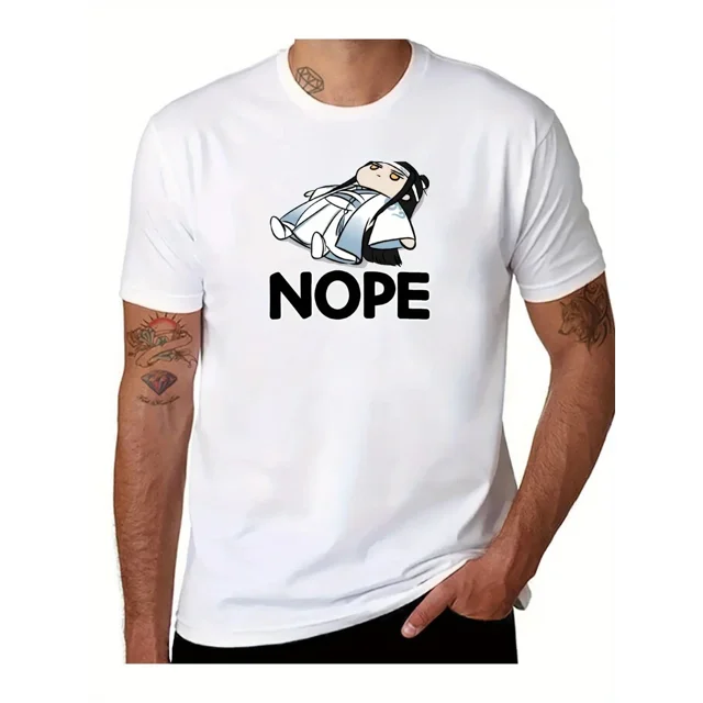 100% cotton tshirts men tee Men's White Casual T-Shirt with Lan Zhan ...