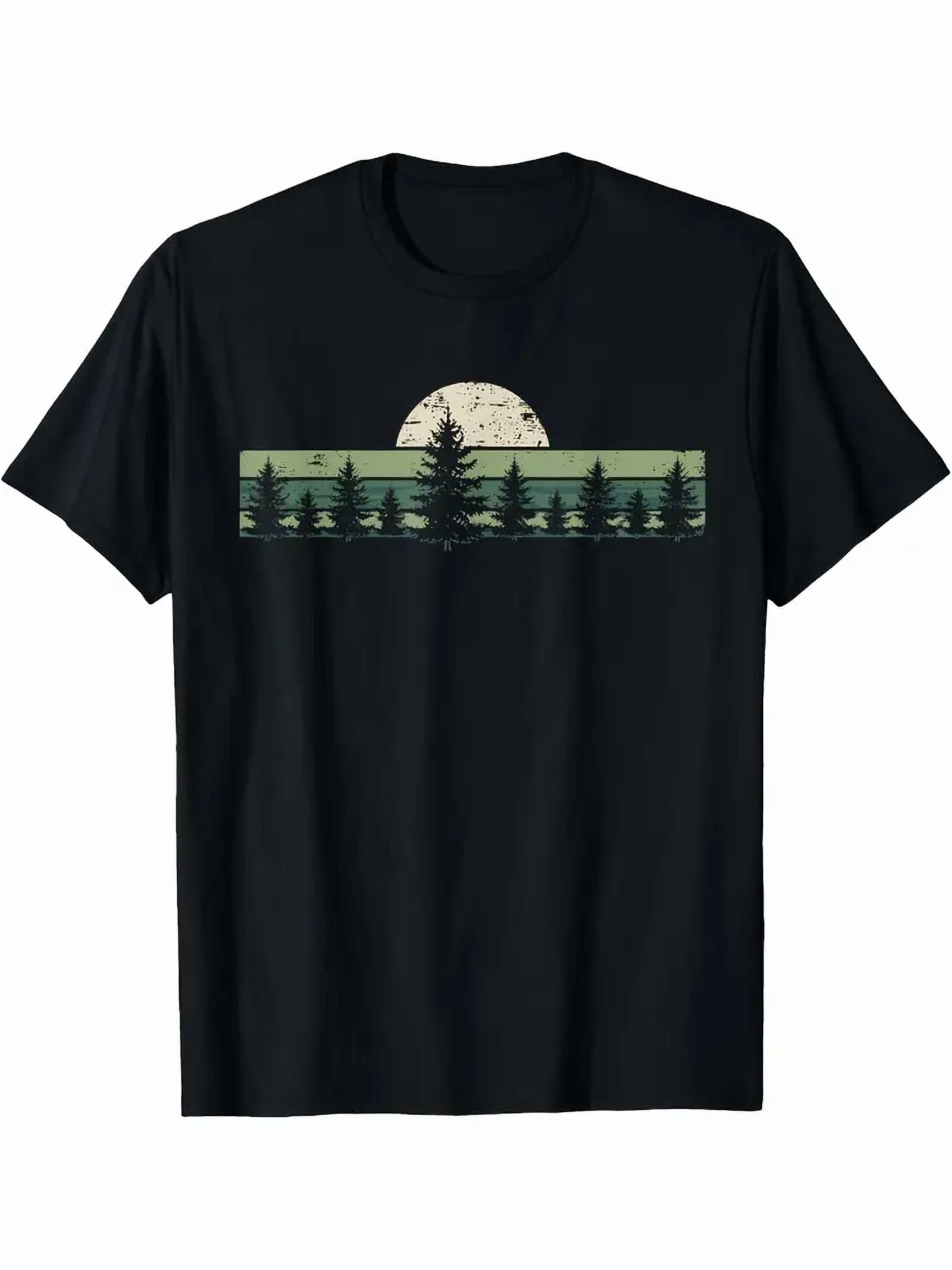 100% cotton tshirts men tee Men's & Women's Vintage Pine Tree Graphic T ...