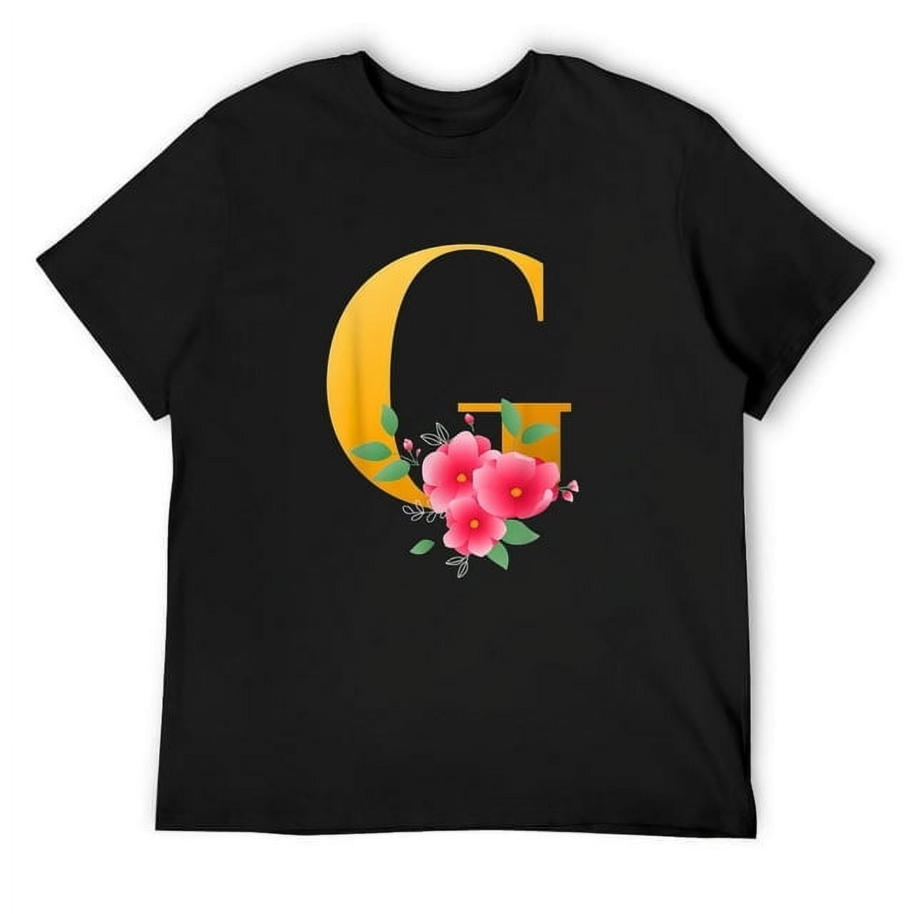 100% cotton tshirts men tee Mens Floral Alphabet G Cute Initial ...