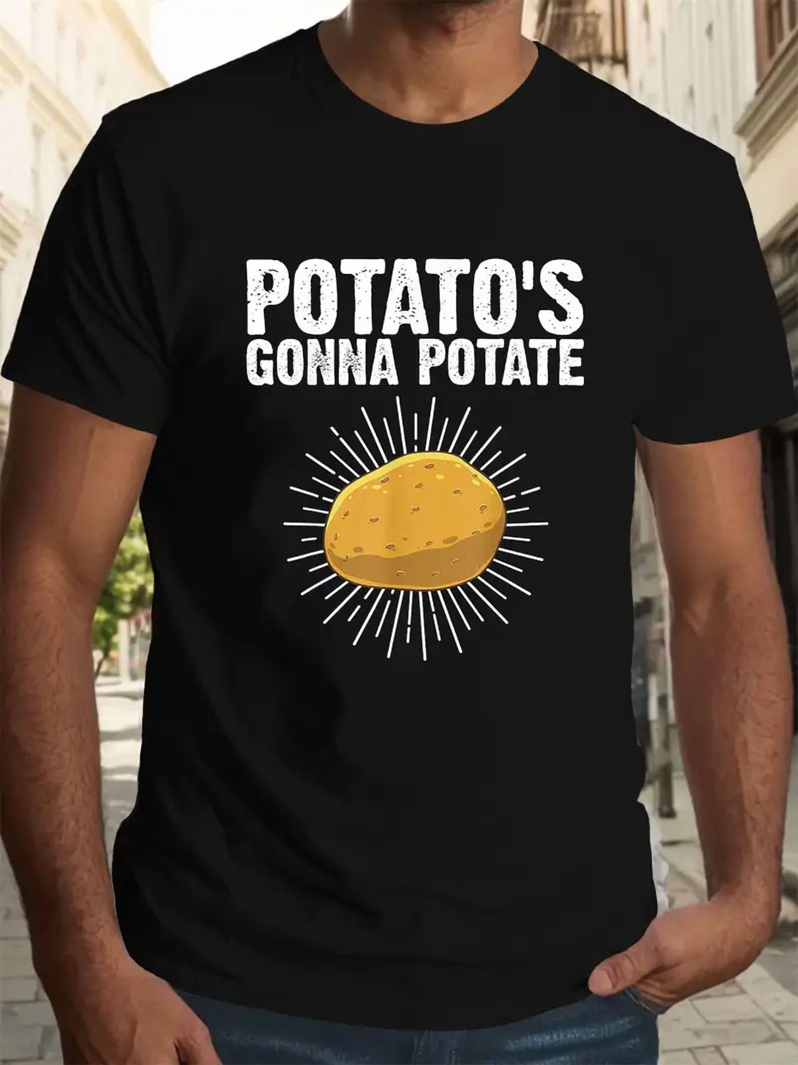 100% cotton tshirts men tee Mens T Shirt Funny "Potato s Gonna Potate ...