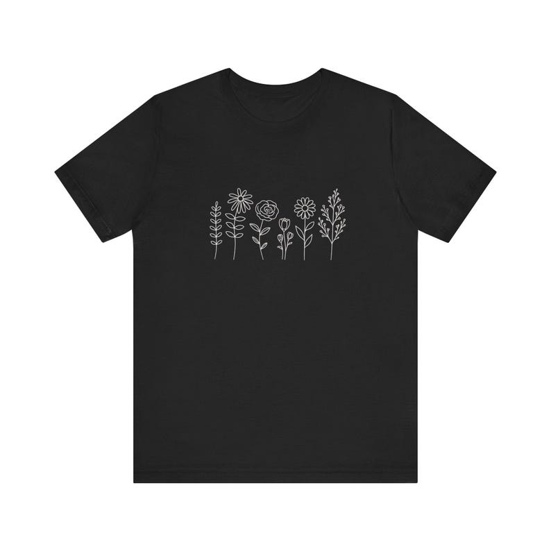 100% cotton tshirts men tee Minimalist Floral Line Art T-Shirt ...