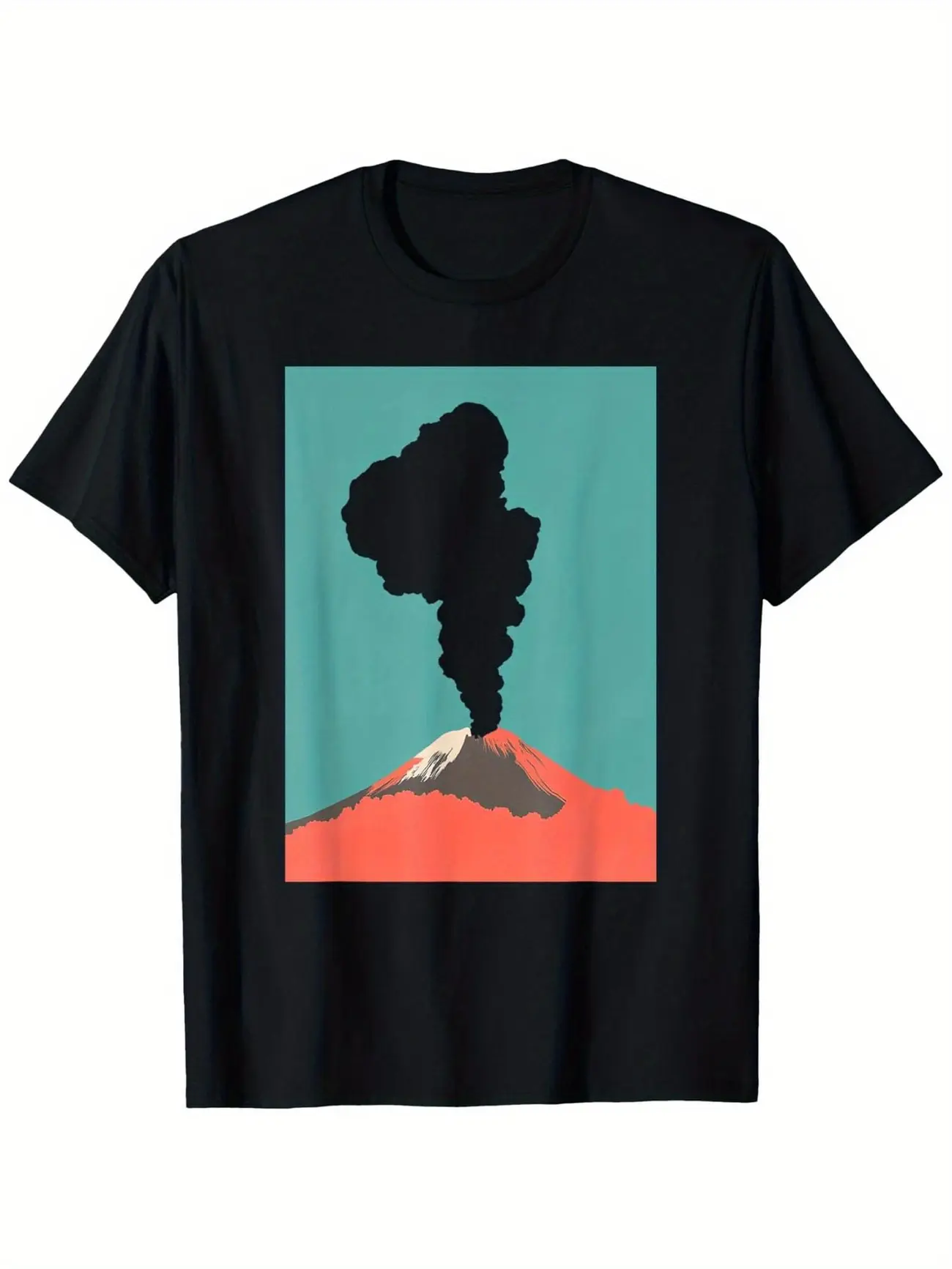 100% cotton tshirts men tee Minimalist Volcano Erupting - Vintage ...