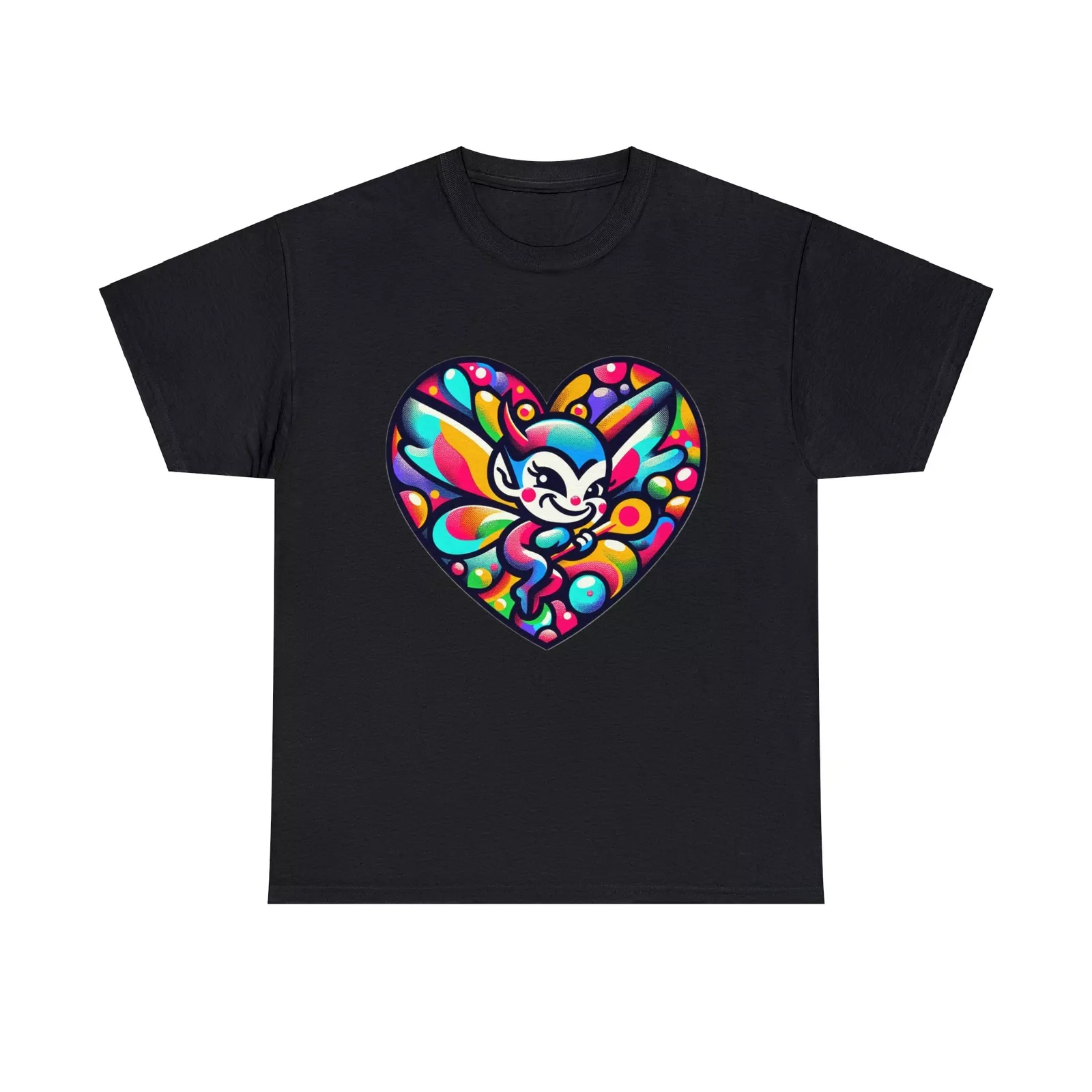 100% cotton tshirts men tee Mischievous Cartoon Pixie Heart Logo Streetwear Graphic Tee ...