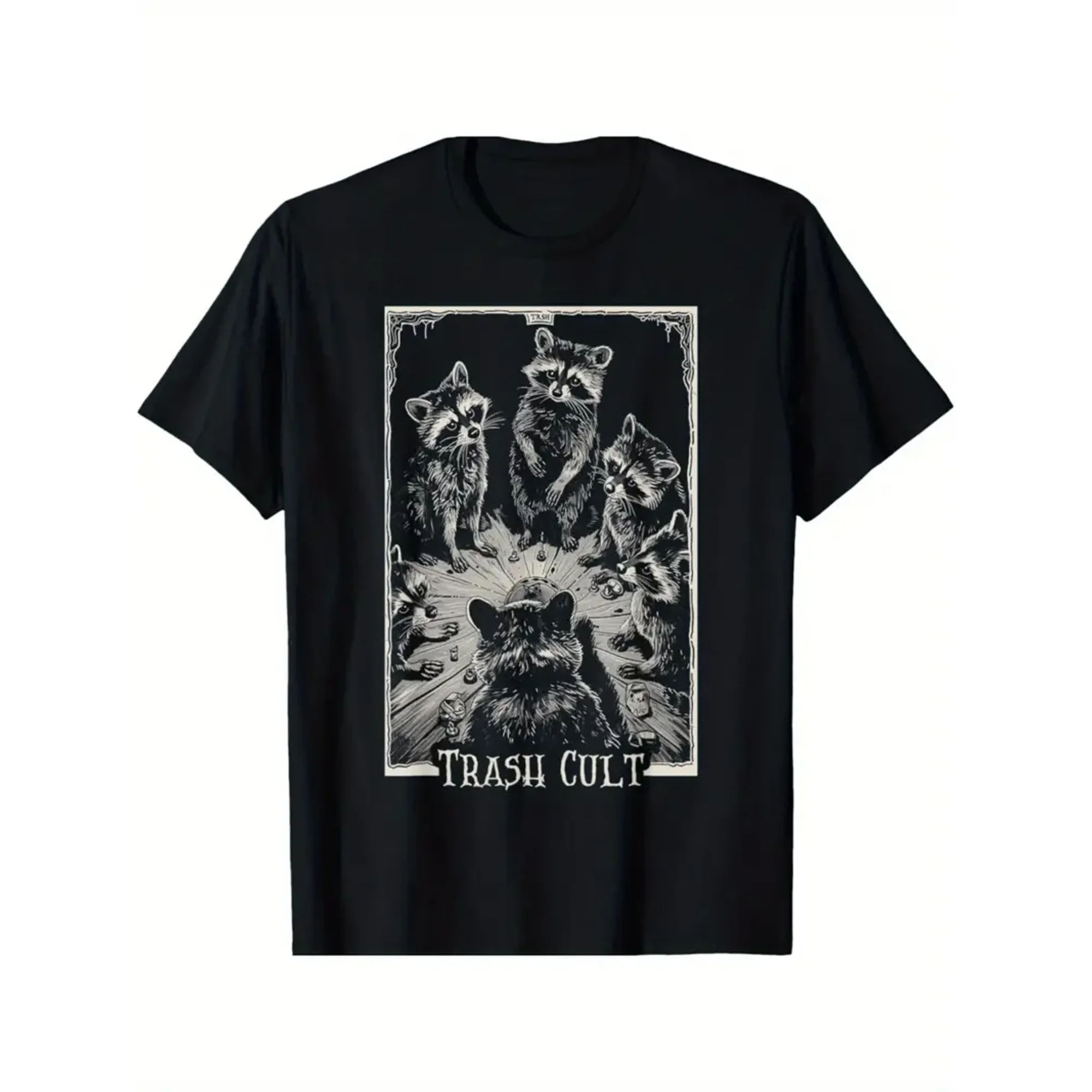 100% cotton tshirts men tee NEW LIMITED Raccoon Trash Cult Tarot Card Gothic Occult Witchcraft ...