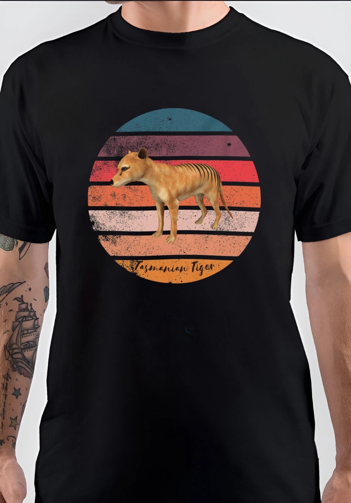 100% cotton tshirts men tee NWT The Extinct Tasmanian Tiger Vintage ...
