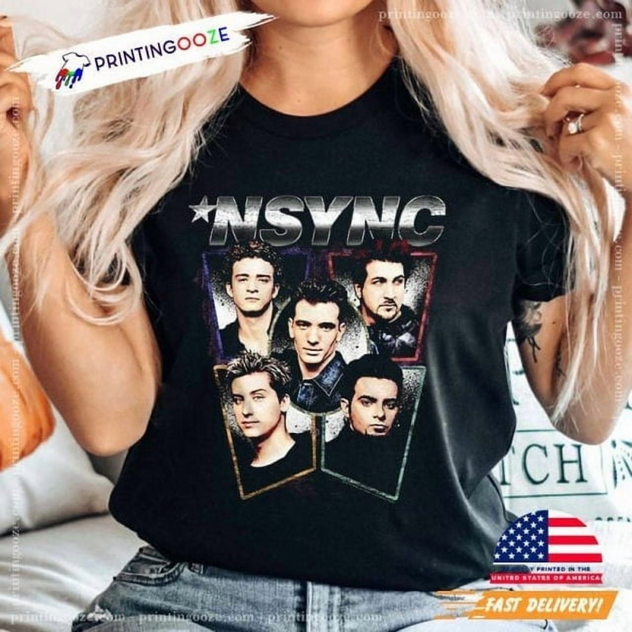 100% cotton tshirts men tee Nsync 90s Retro Pop Music Band T-shirt ...