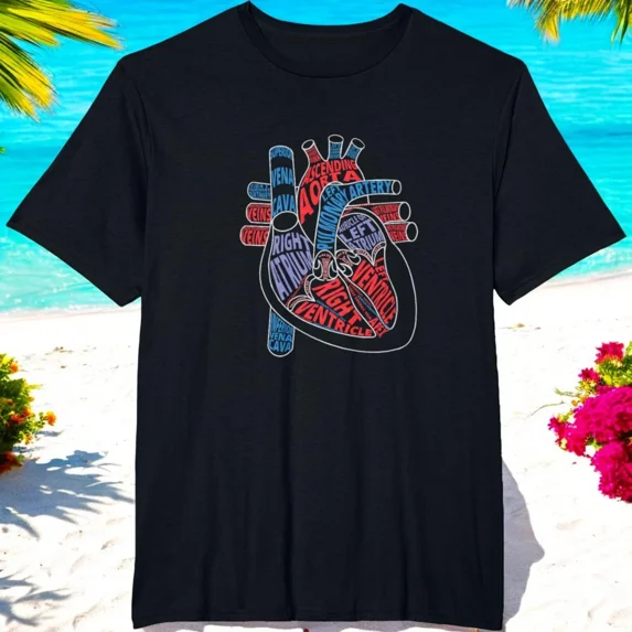 100% cotton tshirts men tee Parts of heart Tshirt Anatomical heart Gift ...