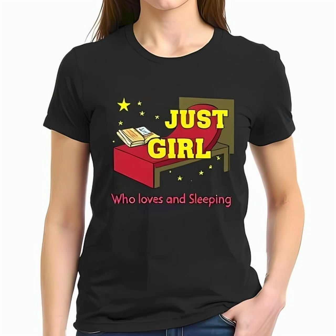 100% cotton tshirts men tee Playful Cotton Short Sleeve T-Shirt for Women - " JUST GIRL Who ...