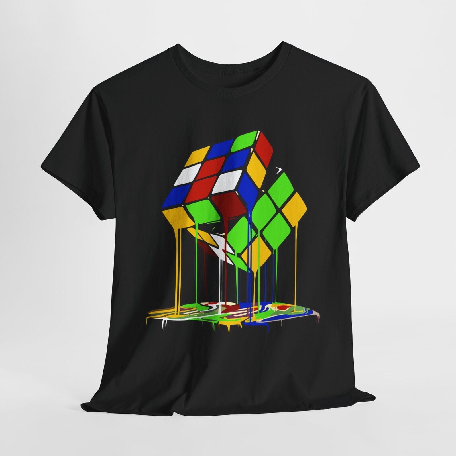 100% cotton tshirts men tee RUBIC CUBE MELTING AWESOME TENDY GRAPHIC T SHIRT DESIGN Unisex Heavy ...