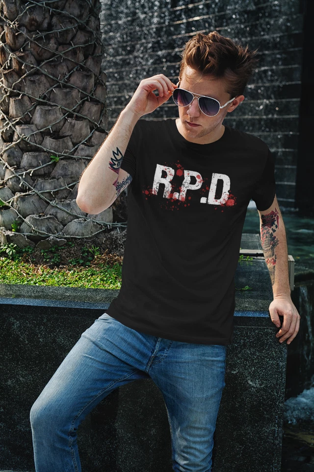 100% cotton tshirts men tee Resident Evil Raccoon Police Department T ...