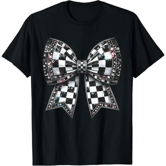 100% cotton tshirts men tee Retro Checkered Flag Coquette Bow Racing ...