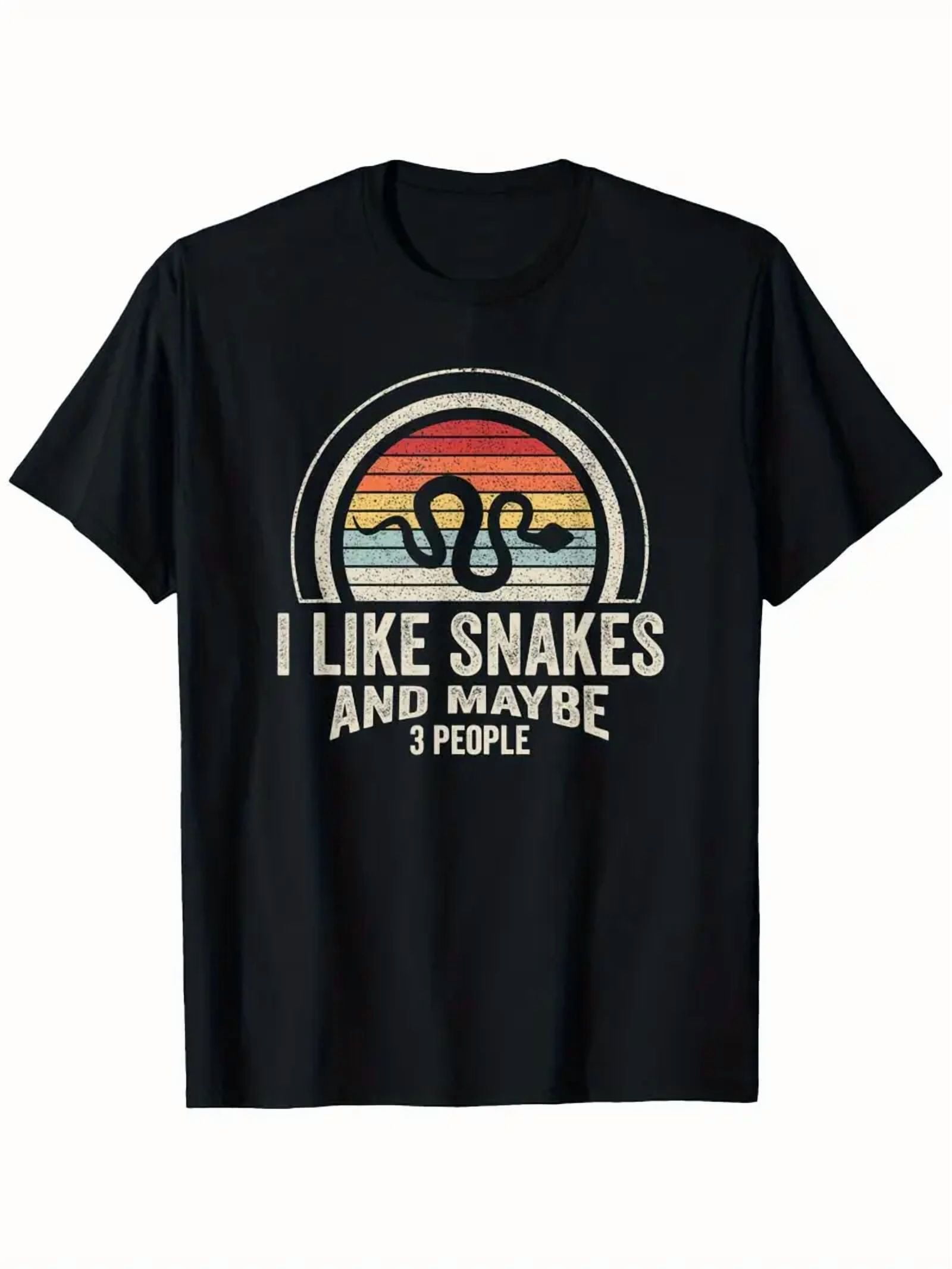 100% cotton tshirts men tee Retro I Like Snakes And Maybe 3 People Funny Snake Lover T-Shirt ...
