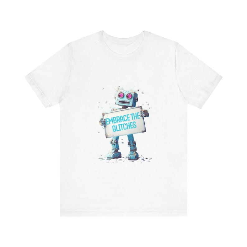 100% cotton tshirts men tee Robot Embrace Glitches T-Shirt, Graphic Tee ...