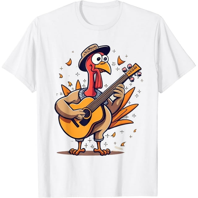100% cotton tshirts men tee RockStar Turkey Playing Guitar T-Shirt ...