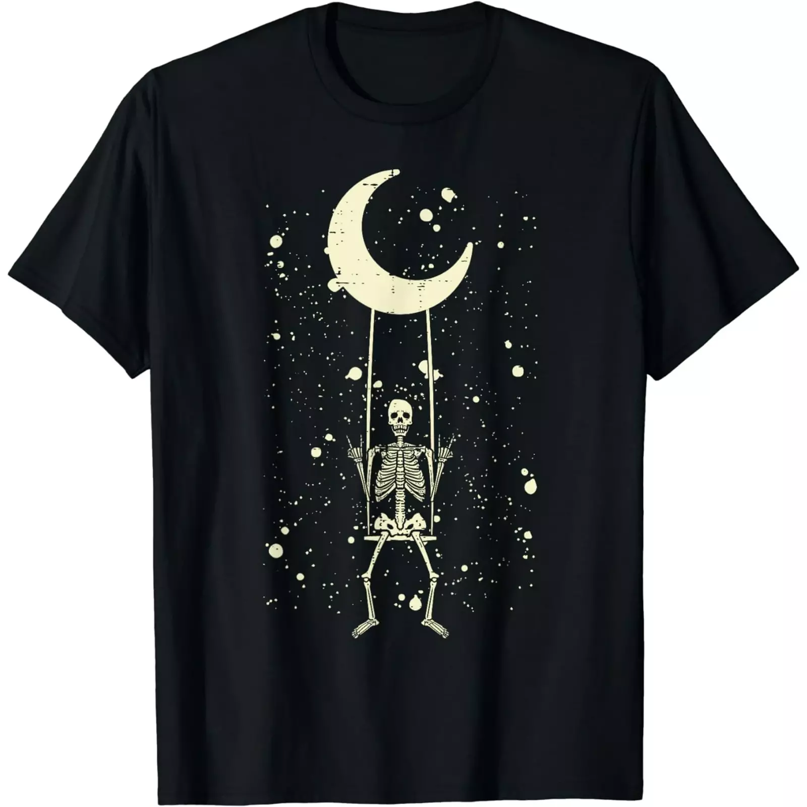 100% cotton tshirts men tee Rocker Skeleton Moon Rock Band Unisex T ...