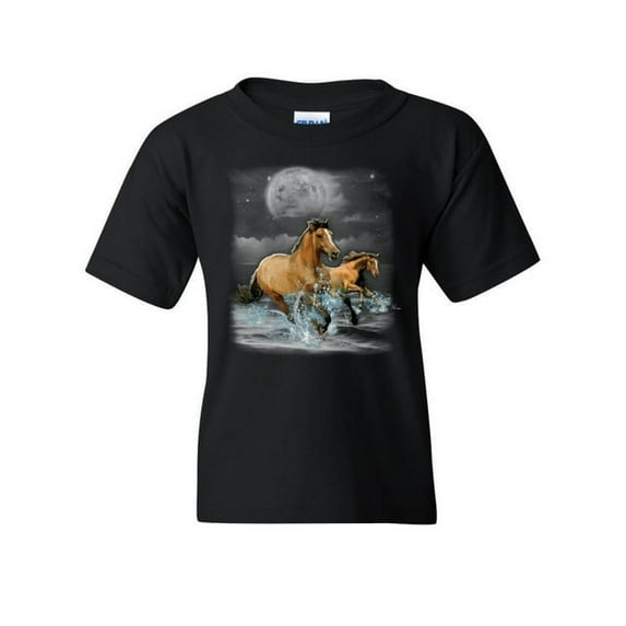 100% cotton tshirts men tee Running Wild Horses Youth T-Shirt Wildlife Mustangs Nature Animals s ...