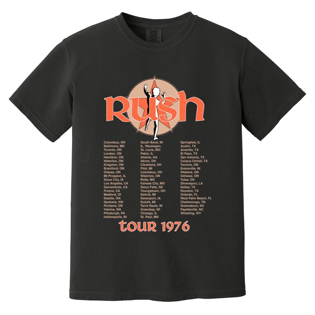 100% cotton tshirts men tee Rush 1976 Tour Prog Rock Band Legacy ...
