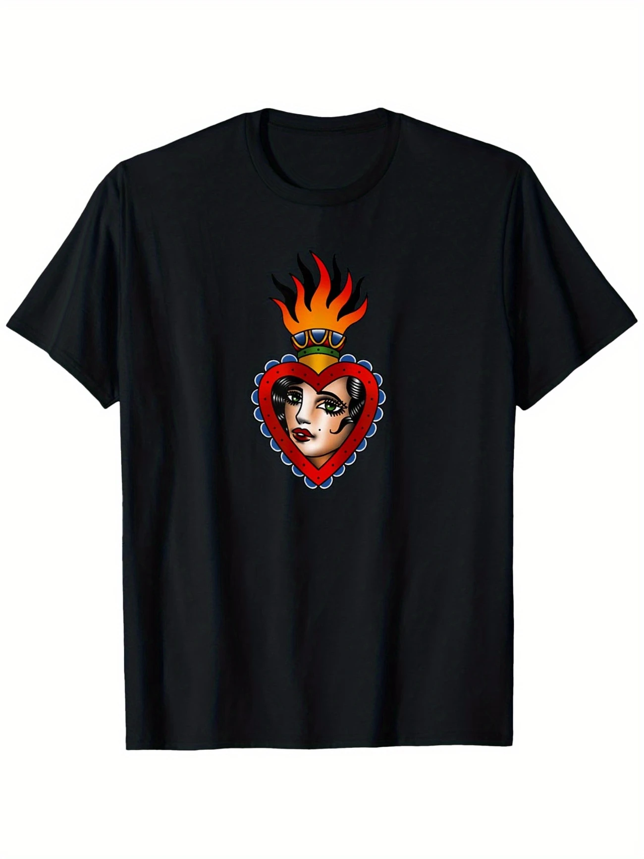 100% cotton tshirts men tee Sacred Heart with Classic Lady Face Old ...