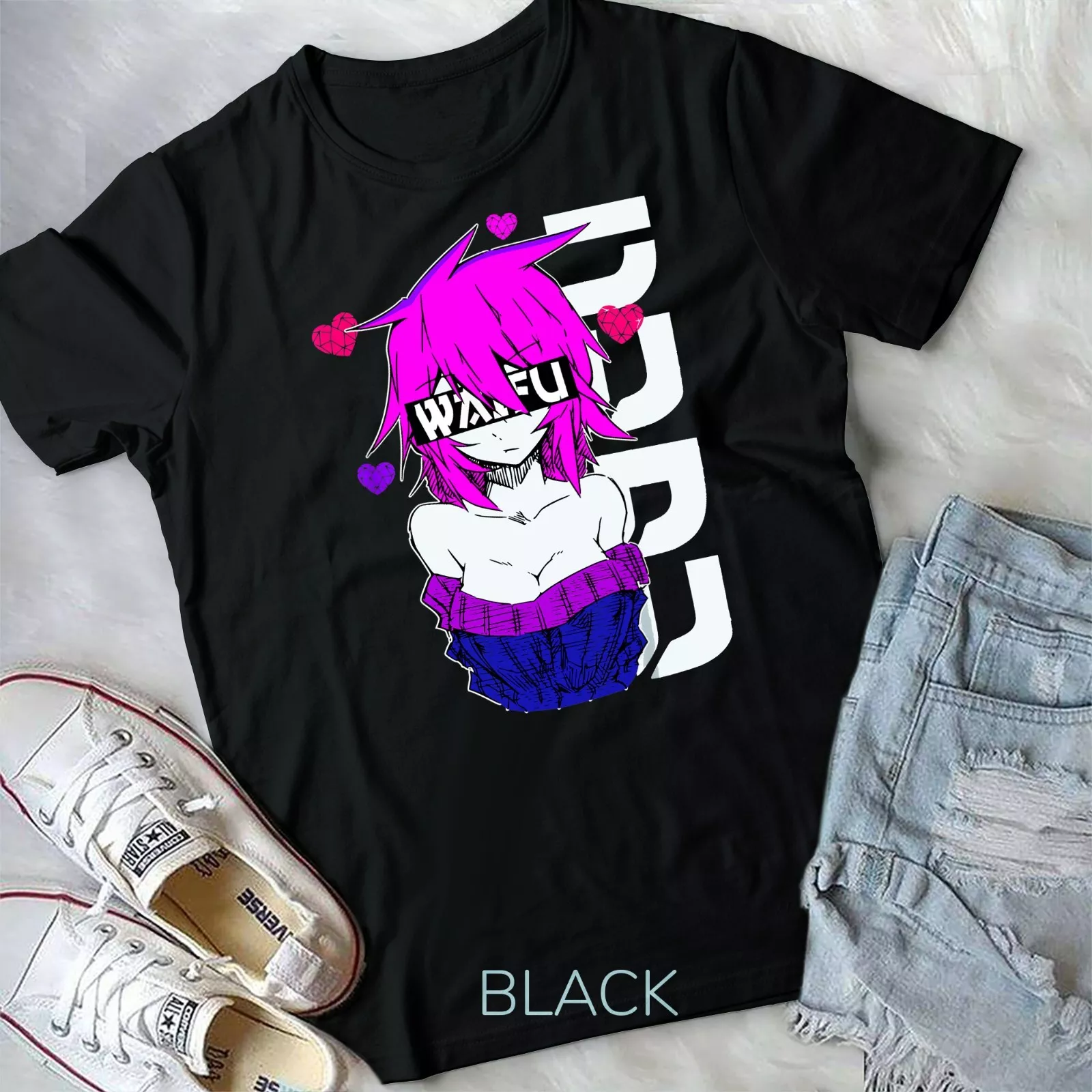 100% cotton tshirts men tee Sexy Anime School Waifu Girl Otaku Cosplay ...