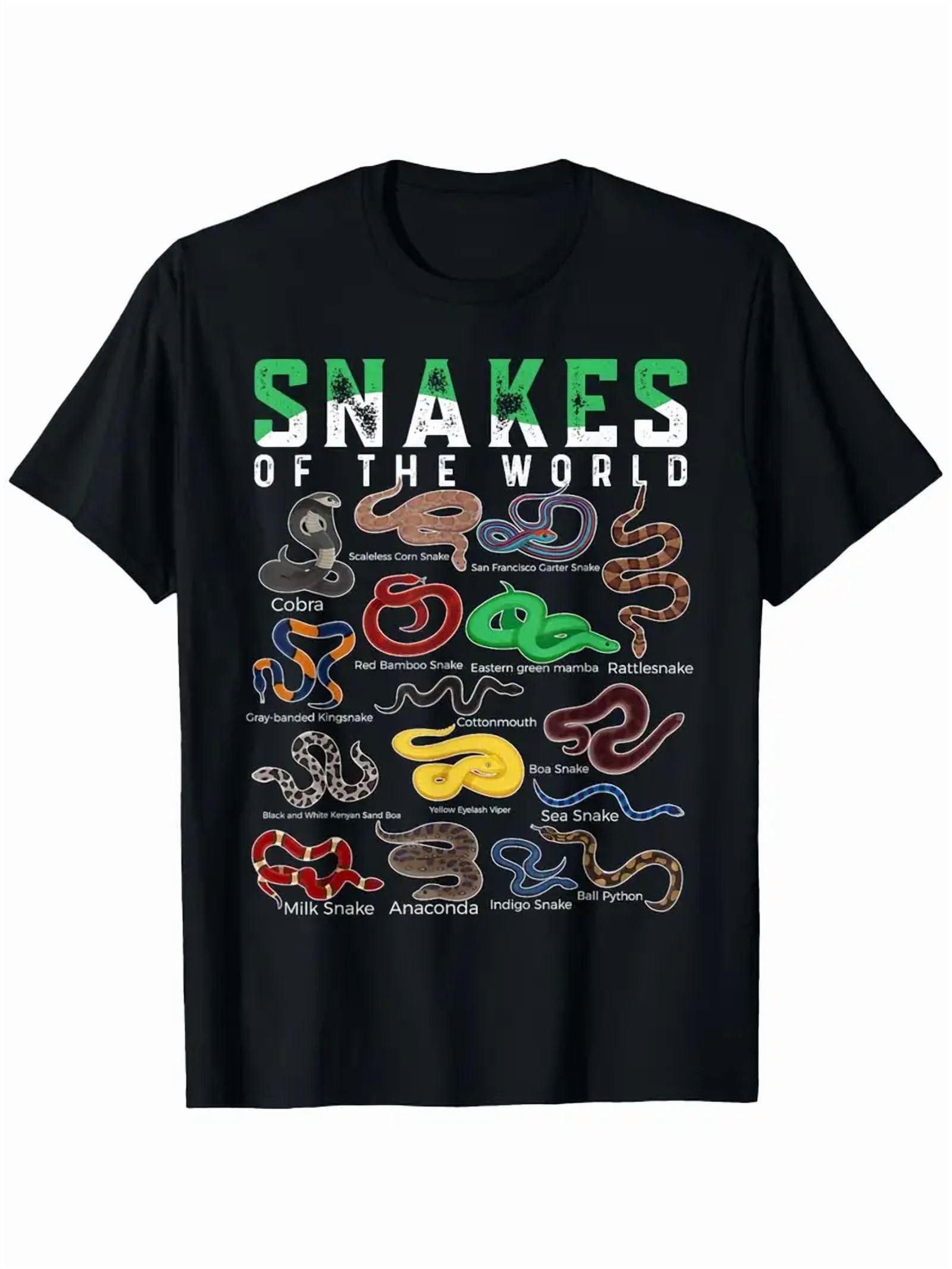 100% cotton tshirts men tee Snakes of the World Shirt SNAKE Species ...