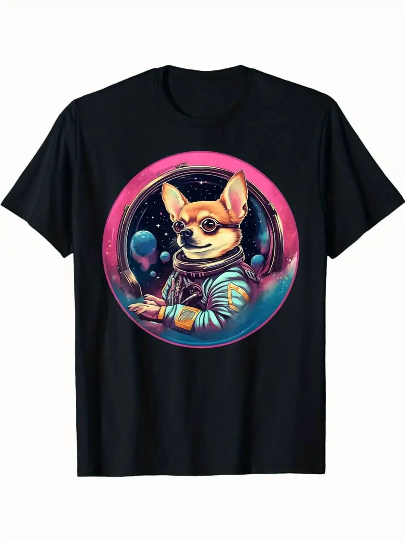 100% cotton tshirts men tee Space Chihuahua Astronaut Graphic T-Shirt for Dog Mom & Dad - 100% ...