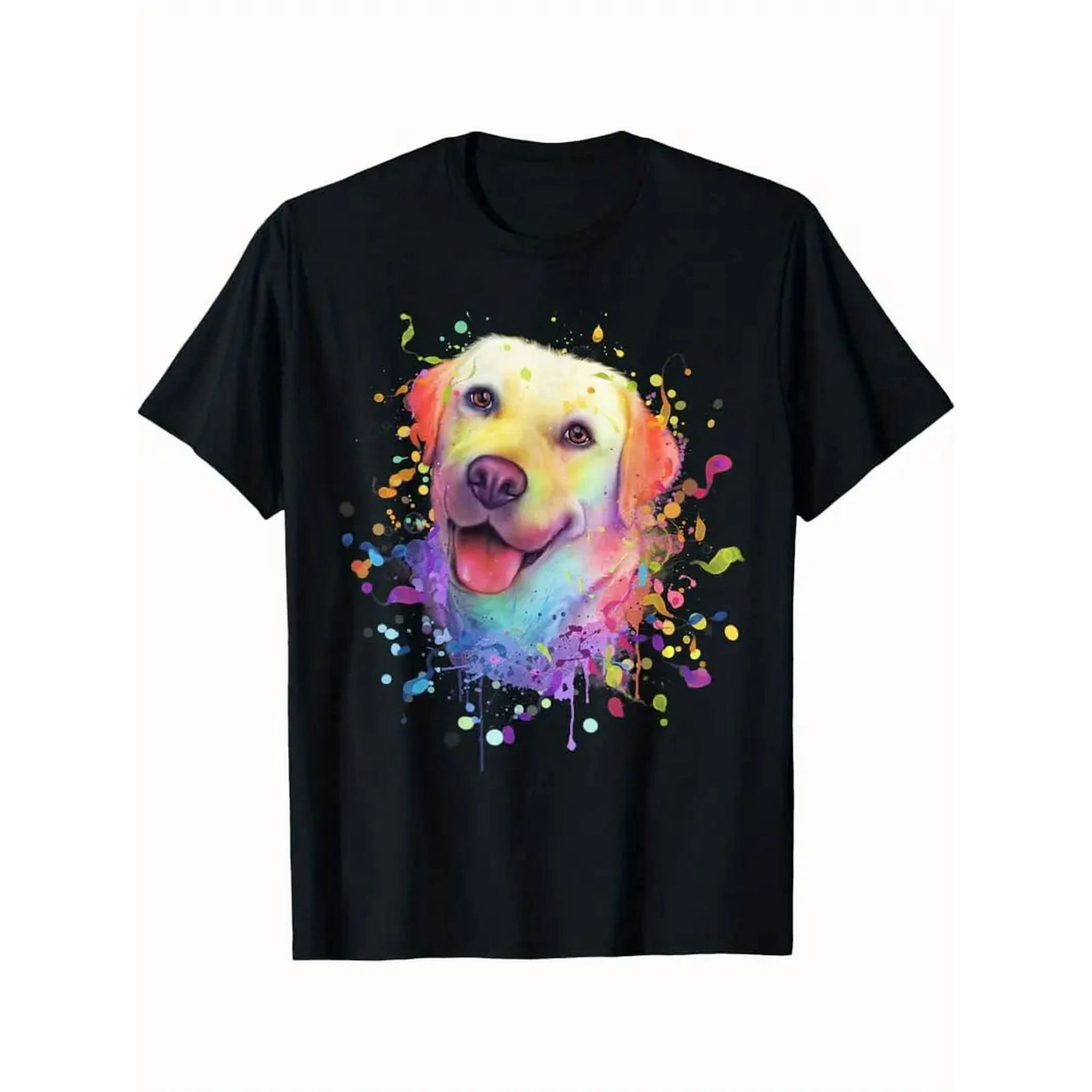 100% cotton tshirts men tee Splash Art Labrador Retriever Portrait Lab ...