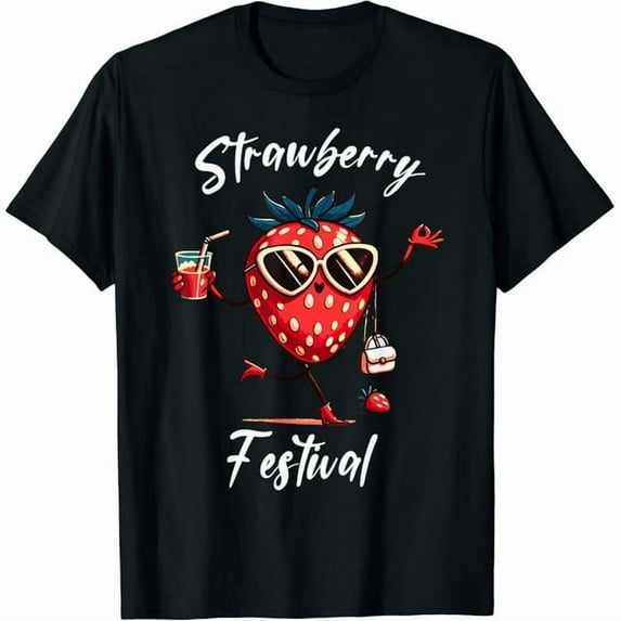 100% cotton tshirts men tee Strawberry Festival Fruit Lover Strawberries Girl Cute T-Shirt ...