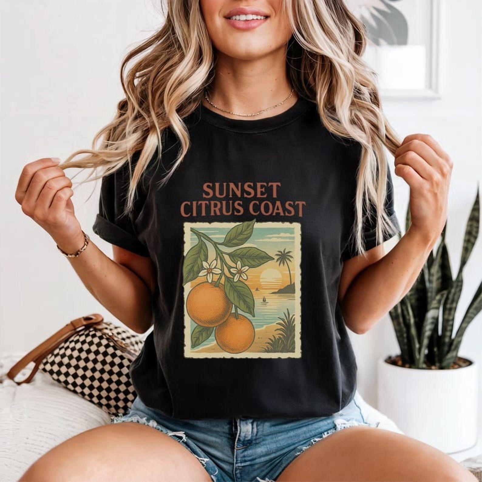 100% cotton tshirts men tee Sunset Citrus Coast T-Shirt | Vintage ...
