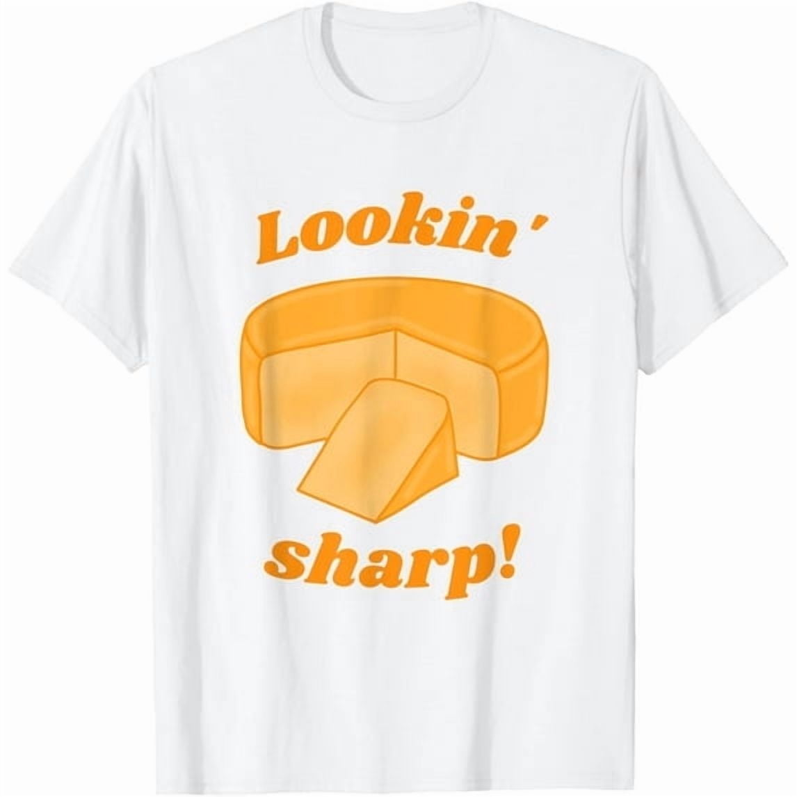 100% cotton tshirts men tee T-SHIRTLooking Sharp Cheddar Cheese Cheesy ...