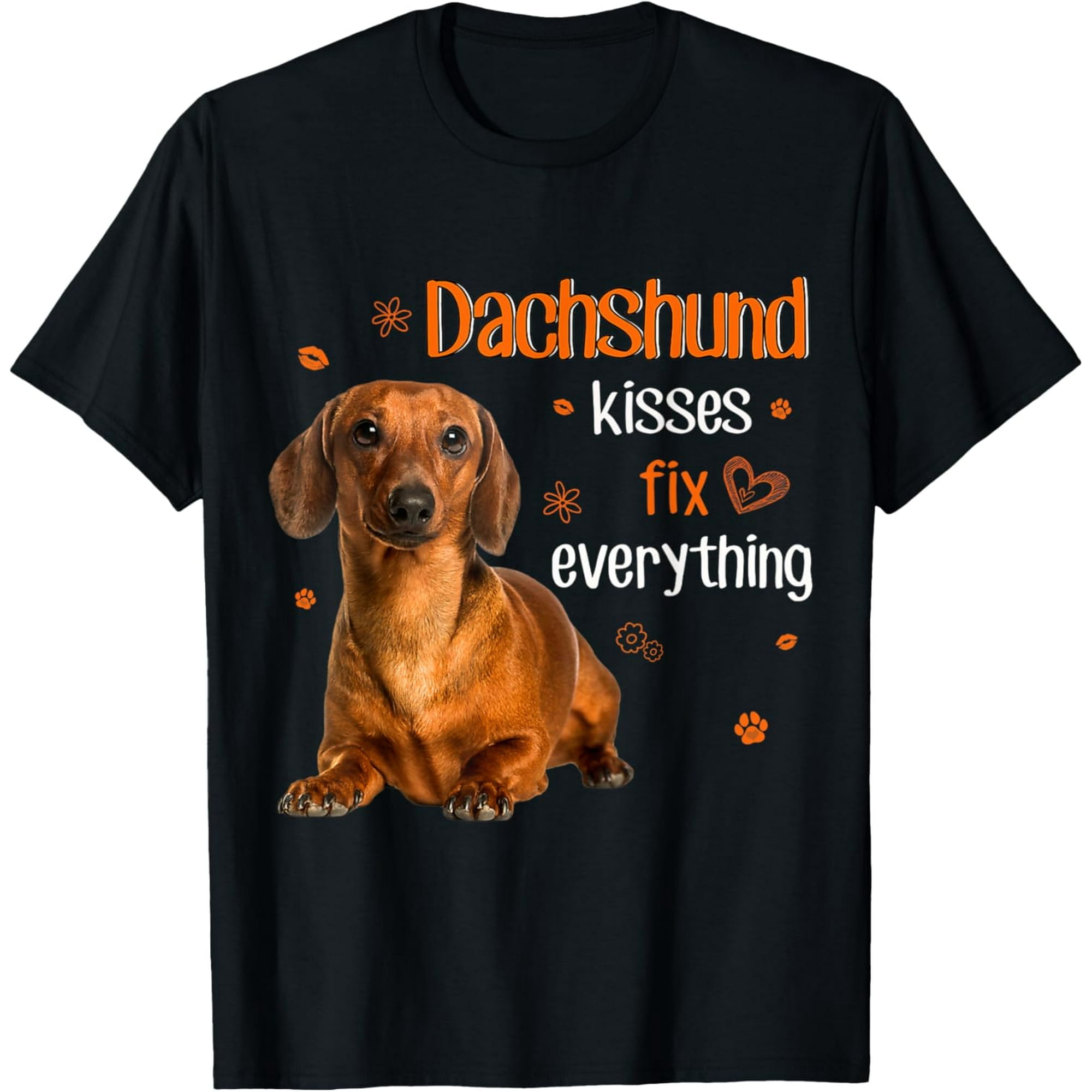 100% cotton tshirts men tee T-Shirt Dachshund Kisses Fix Everything dachshund loverMen and women ...