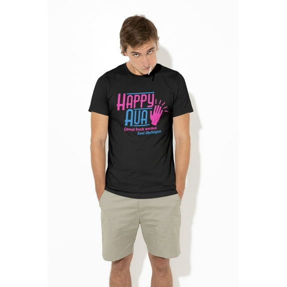 100% cotton tshirts men tee T-Shirt HAPPY AUA Be cheeky once Two slaps Men Unisex - Walmart.com