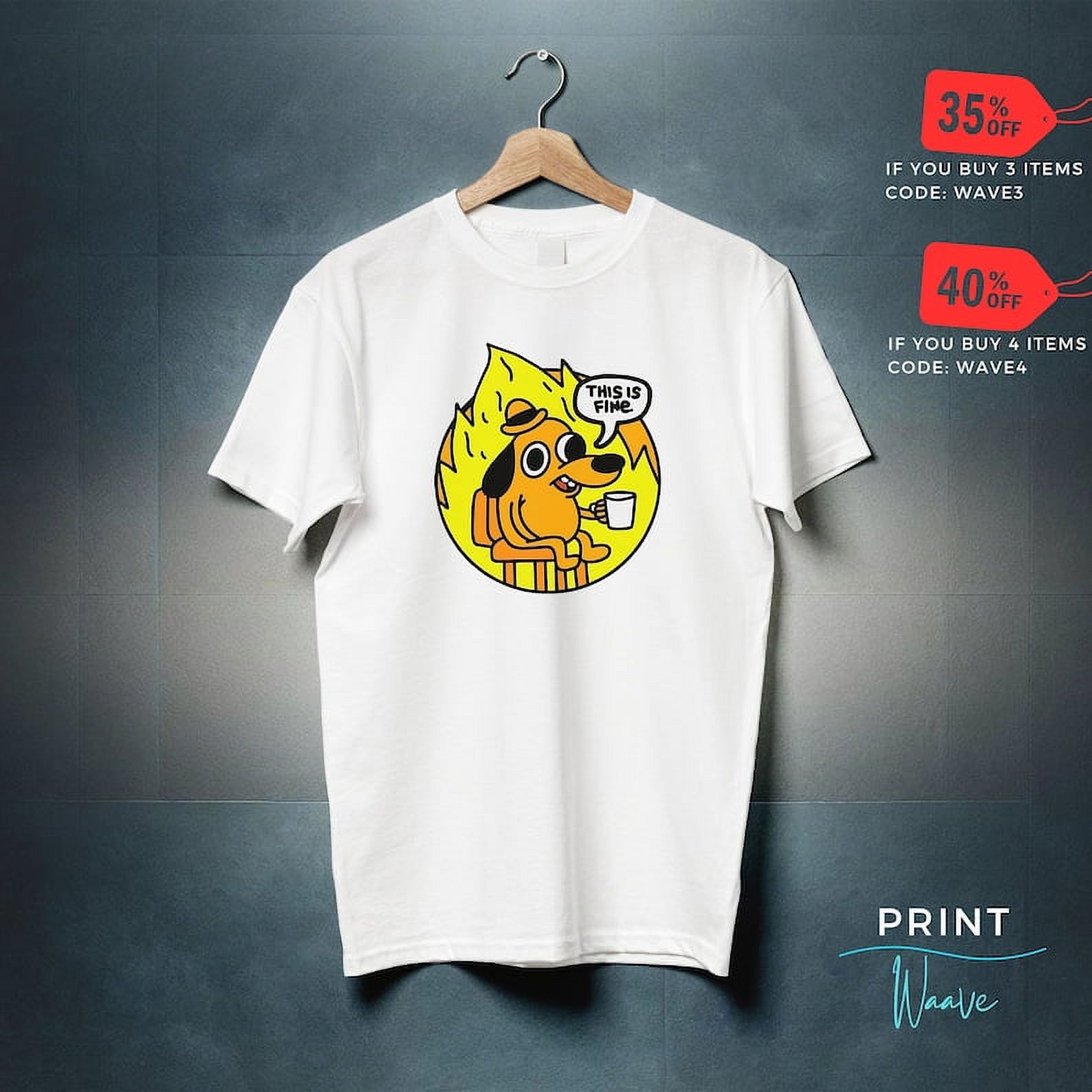 100% cotton tshirts men tee This is Fine Everything Is Fine Meme ...